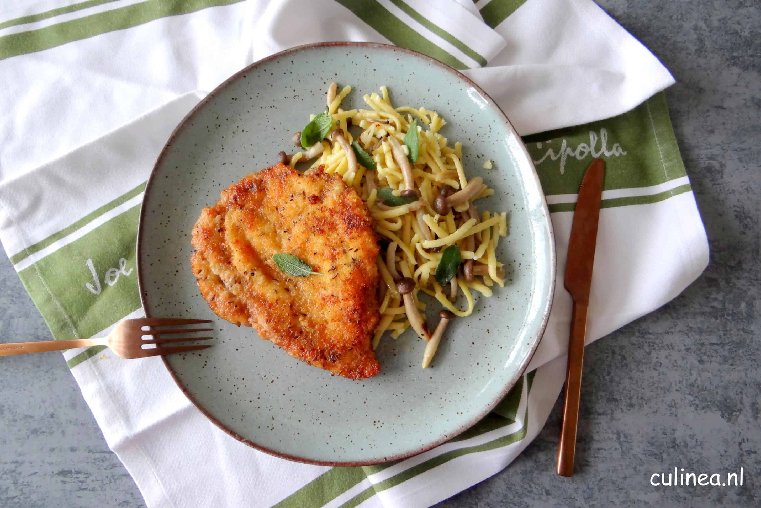 Kipschnitzel met spätzle en paddenstoeltjes 5 (Copy) - Culinea.nl;