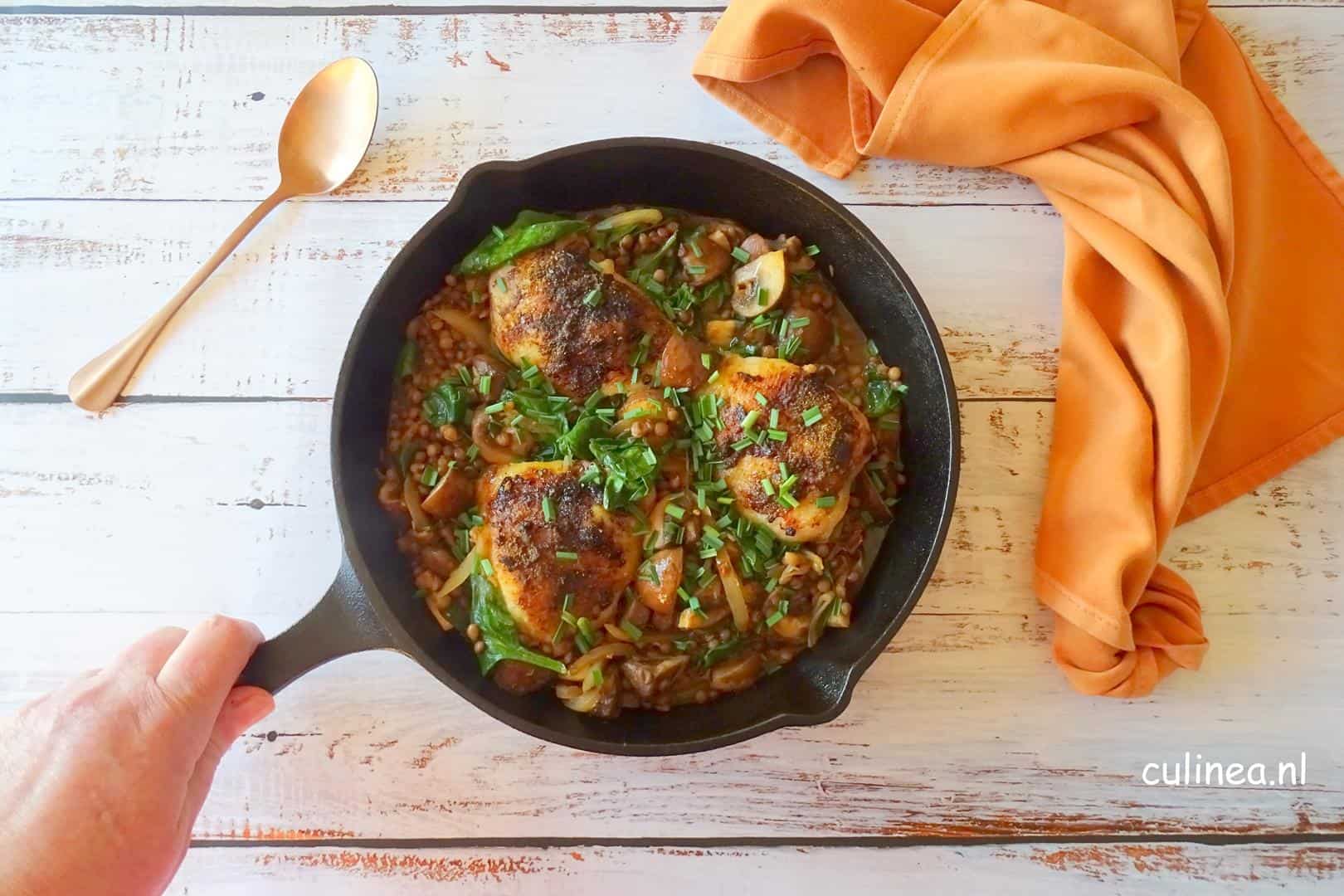 Kippendijen met linzen en paddenstoelen | Culinea.nl;